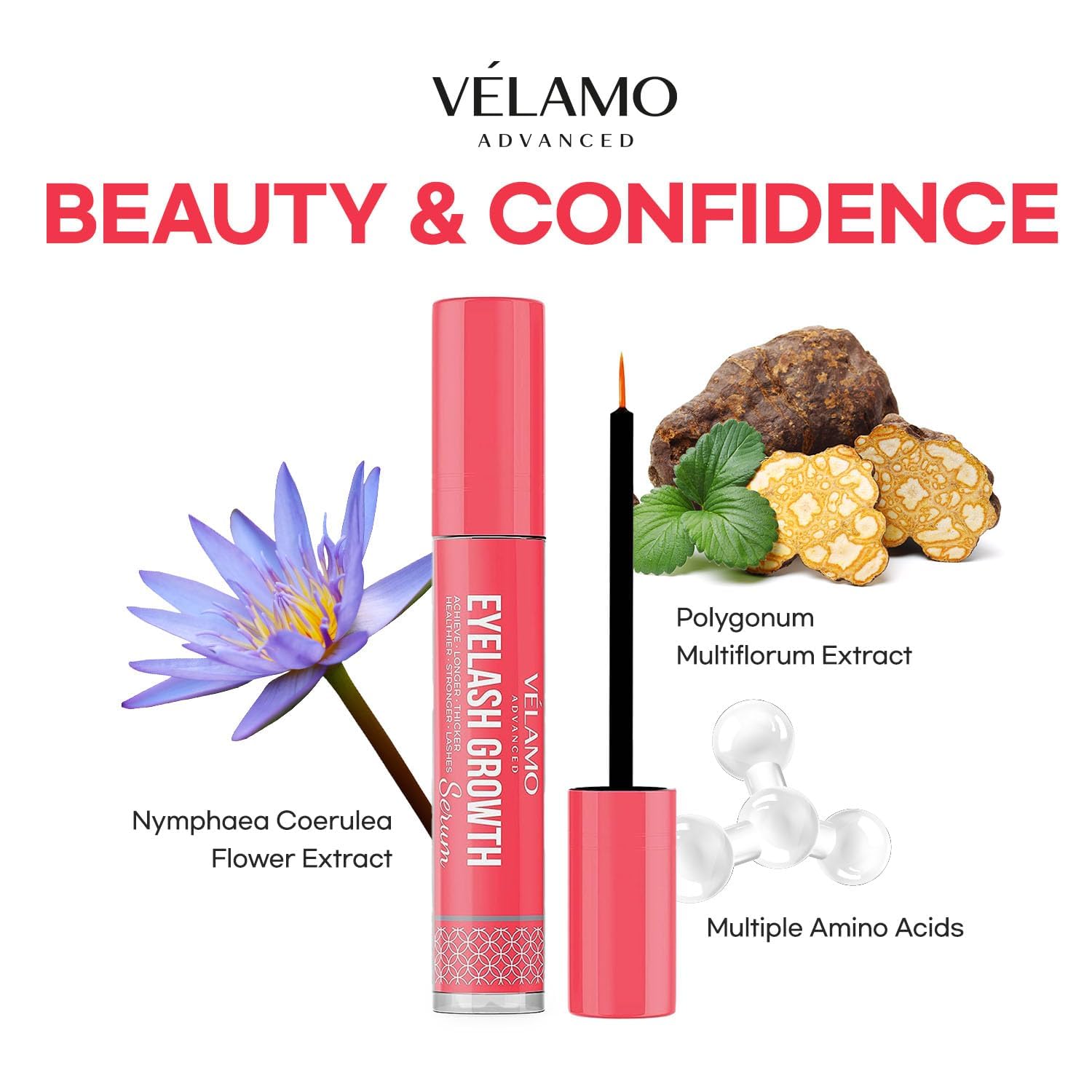 Eyelash Growth Serum, Lash Serum for Eyelash Growth, Eyelash Serum to Grow Lashes in 3-4 Weeks, Lash Growth Serum & Brow Growth Serum for Longer, Thicker, and Fuller Eyelashes, 5ML