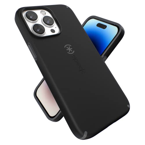 Speck iPhone 14 Pro Max Case - Drop Protection, Scratch Resistant, Built for MagSafe iPhone Case with Soft Touch Coating - 6.7" iPhone 14 Pro Max Case, Dual Layer Case -Black/Slate Grey CandyShell Pro