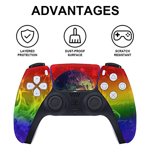 Gay Pride Flaming Skull Full Protective Skin Cover Design Wrap Decal Sticker Compatible with PS5 Digital Edition Console and Controller