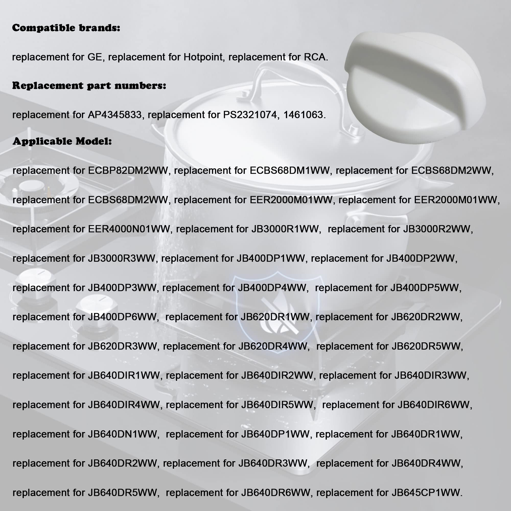 Emptty 4PCS White WB03T10282 Burner Control Knob, Gas Range Knobs Replacement for GE Replaces 1461063 AP4345833 PS2321074