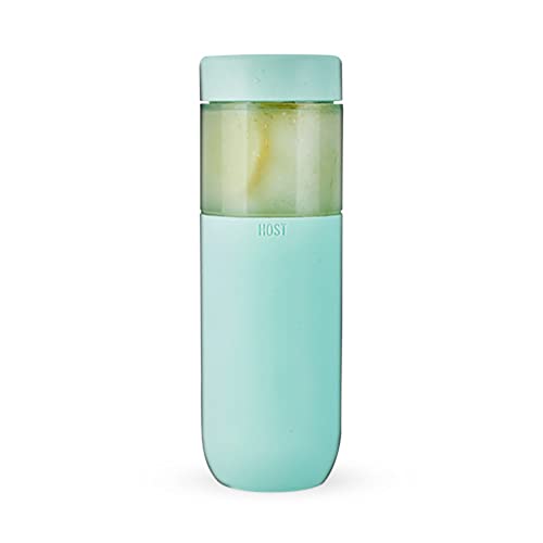 HOST Freeze Double Walled Insulated Water Bottle Freezer Tumbler with Active Cooling Gel Stainless Steel Lid and Silicone Grip, Set of 1 20 Oz Plastic Bottle, Mint