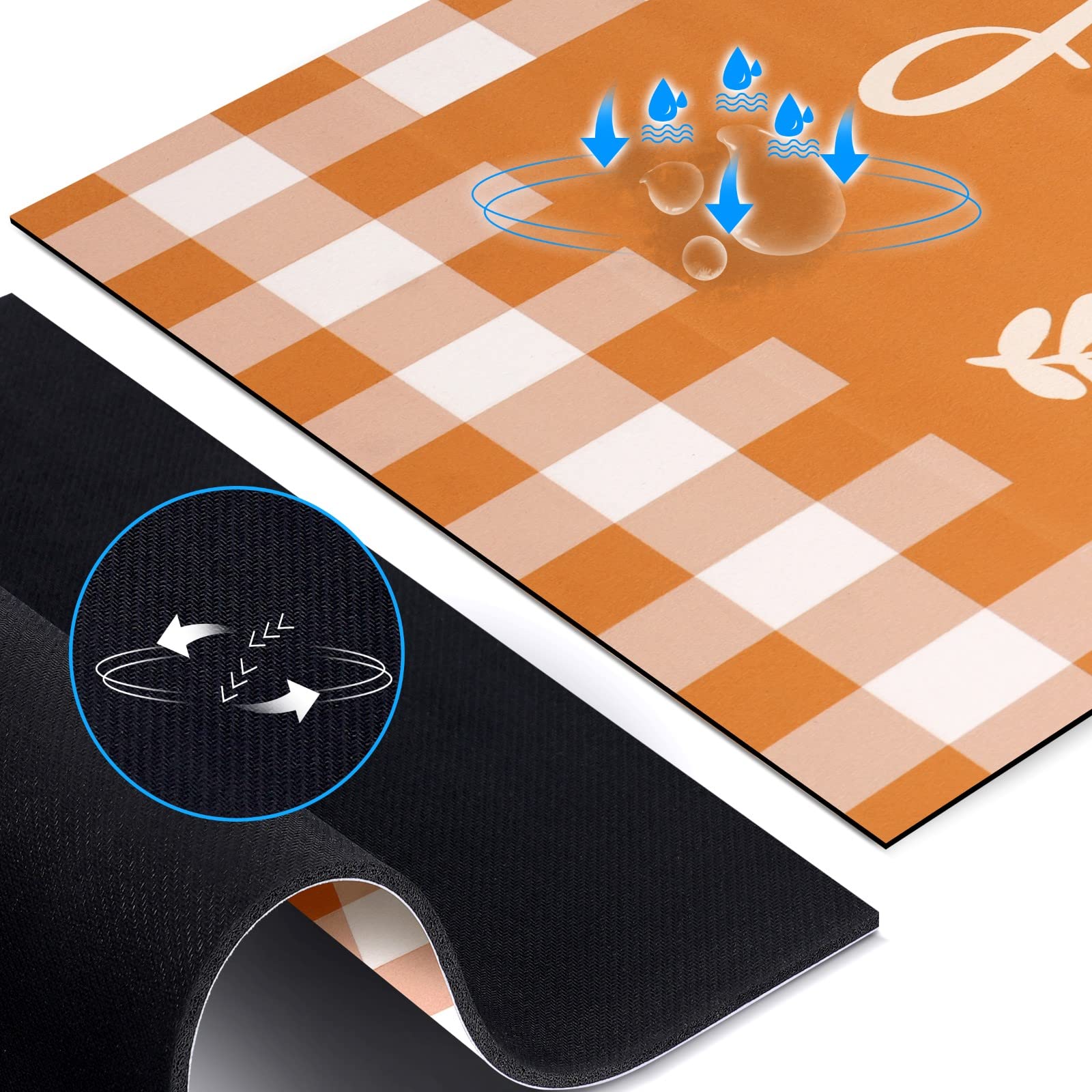 HOLVDENG Easter Bunny Kitchen Mat Set of 2 Non Slip Thick Kitchen Rugs and Mats for Floor Comfort Standing Mats for Kitchen, Sink, Office, 17"x47"+17"x28"