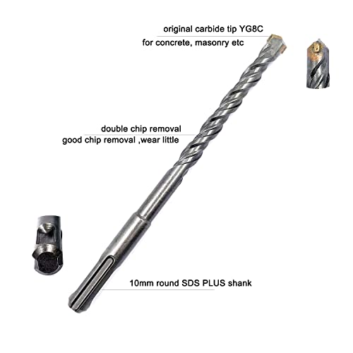 JFOGO Rotary Hammer Drill Bits Set & Chisels- 17 Pieces SDS Plus Concrete Masonry Hole Tool for Concrete,Brick,Block,Stone,Masonry