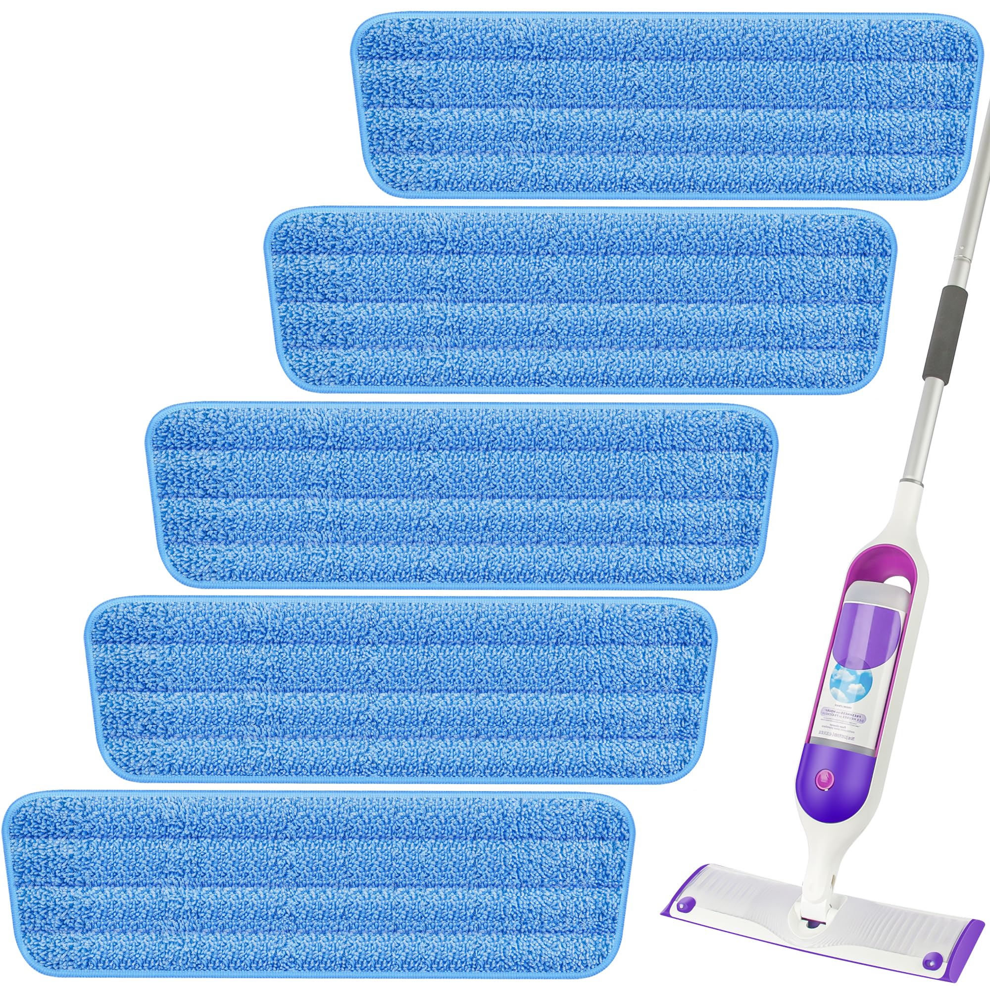Microfiber Spray Mop Pads, Compatible with Swiffer PowerMop (5 Pack), Reusable Washable Floor Mop Pads Replacement 15.7 x 5.1 inch Dry Wet Mop Pads Refills for Home Kitchen Commercial Floor Cleaning