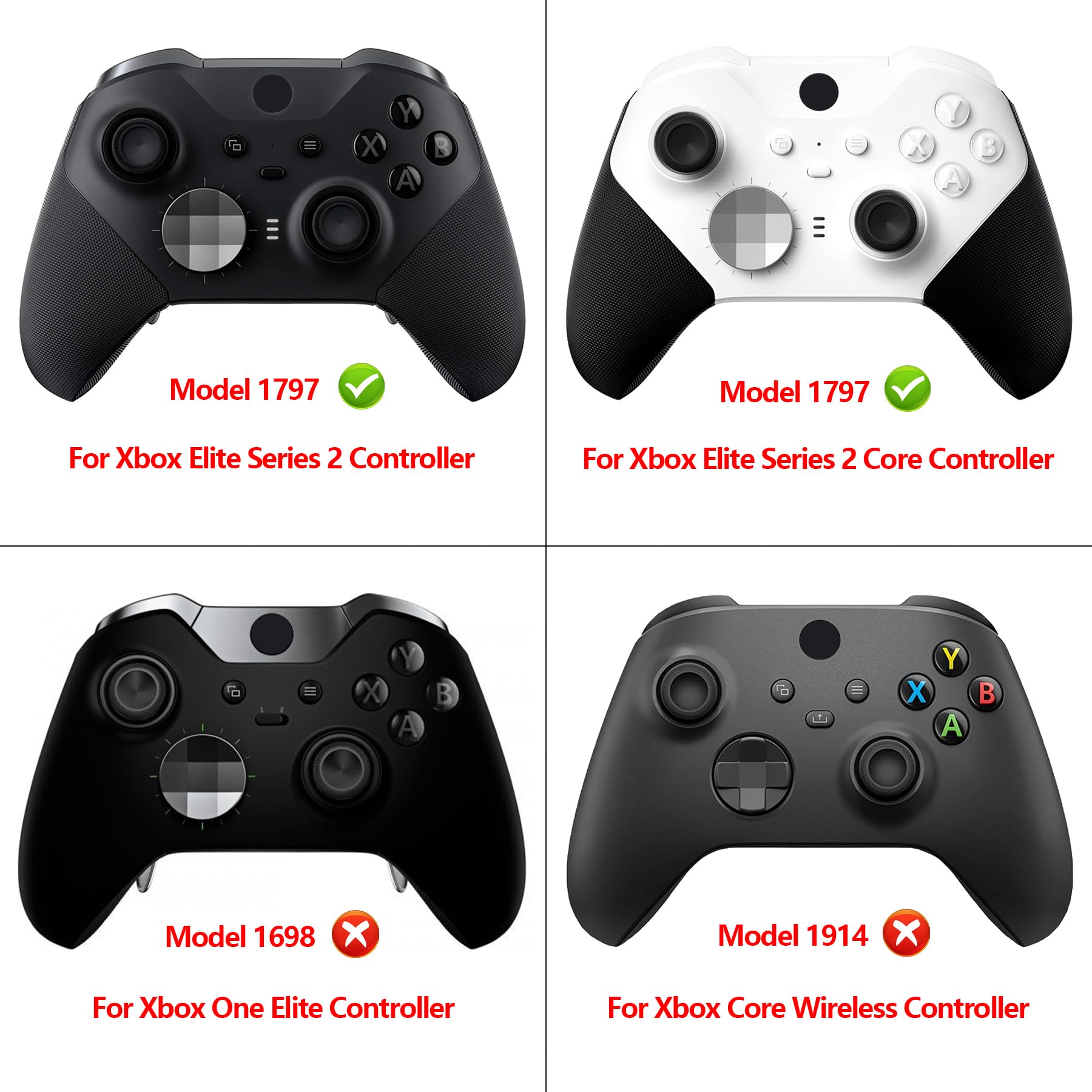 eXtremeRate Black Soft Anti-Slip Silicone Cover Skins, Controller Protective Case for New Xbox One Elite Series 2, Xbox Elite 2 Core with Thumb Grips Analog Caps