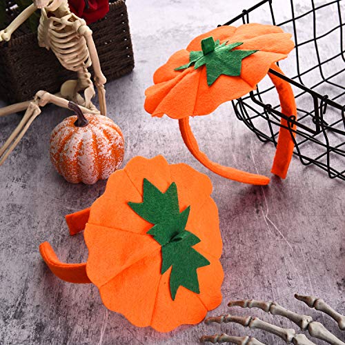 WILLBOND 2 Pieces Halloween Pumpkin Headbands Pumpkin Hair Hoops Pumpkin Hair Band Halloween Costume Party Headwear Accessory