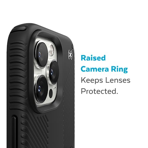 Speck iPhone 14 Pro Max Case - Drop Protection, Scratch Resistant, Dual Layer Slim Phone Case for 6.7 Inch iPhones 14 Pro Max - Built for MagSafe - Presidio2 Grip - Black/Black/White
