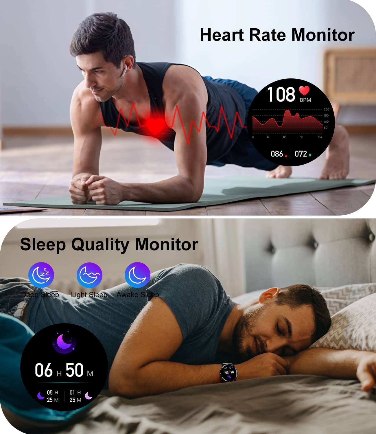 LIGE Smart Watch for Men Answer/Make Call, IP67 Waterproof Fitness Tracker Heart Rate/Sleep Monitor, 1.32" HD Color Screen Smartwatch with Bluetooth Call/Text Message/Step Counter for Android iOS
