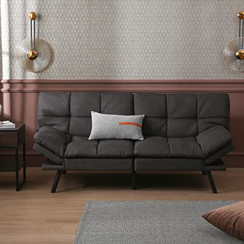 ERYE 3-in-1 Upholstered Napping Futon Sofa Loveseat Convertible Sleeper Couch Bed,Adjustable Both Side 2-Seaters Sofa&Couch Cushions Love Seat Daybed for Home Apartment Office Small Space Living Room