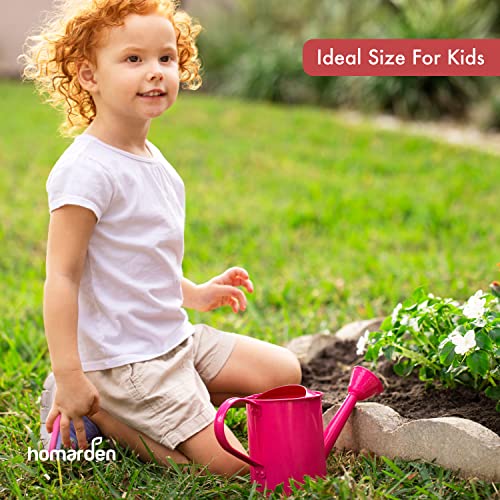 Homarden Watering Can for Kids - Play Time or Practical Use - Childs Metal Watering Can - Small Water Can for Boys and Girls, Perfect for Easter Gift - 32 oz (Pink)