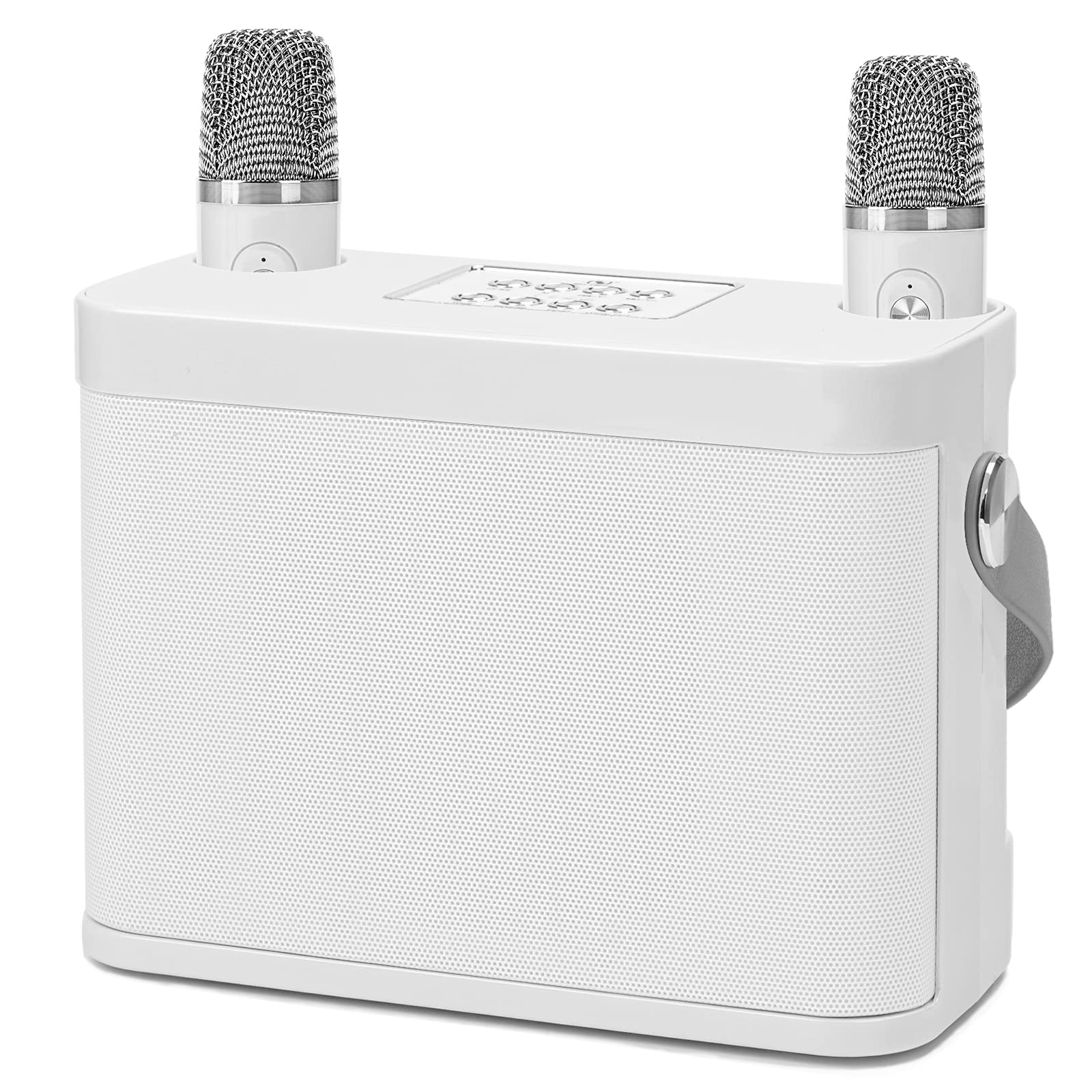 JIEFOCH Portable Karaoke Machine with 2 Wireless Karaoke Microphones for Adults and Kids, Singing Machine Bluetooth Karaoke System for Home Party, Meeting (White)