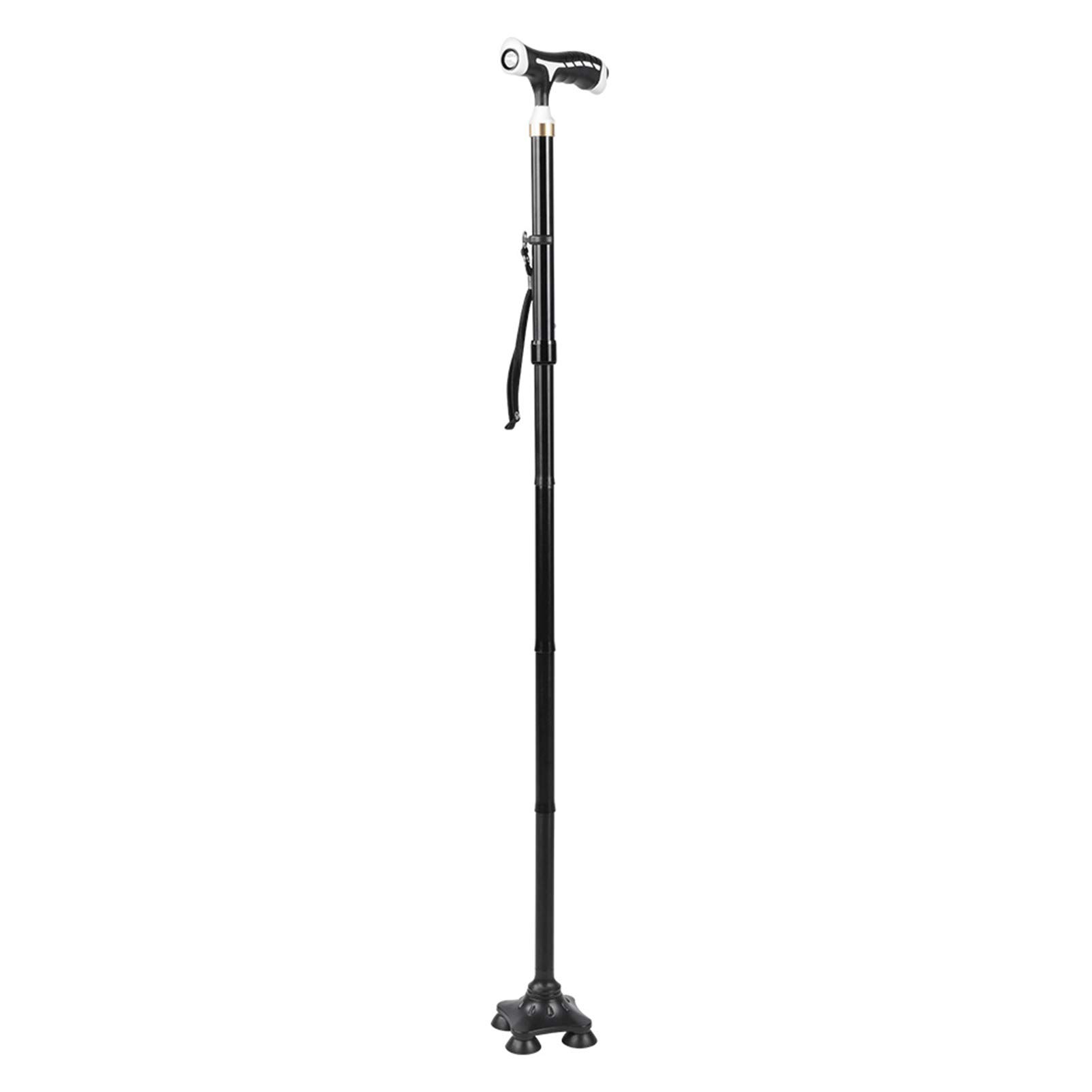 Eulbevoli Adjustable Outdoor Foldable Walking Stick Trekking Pole Walking Stick Portable with LED Light Durable for Elderly Walking for Men Women