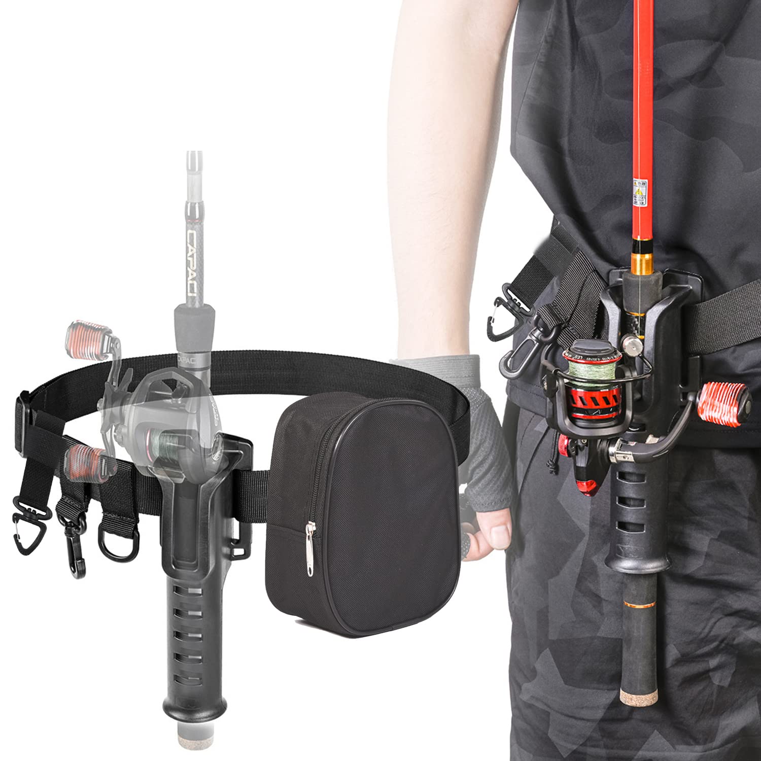 Fishing Waist Belt Rod Holder Adjustable Belts Outdoor Lure Fishing Tool Spinning Casting Pole Holder Accessories storage bag