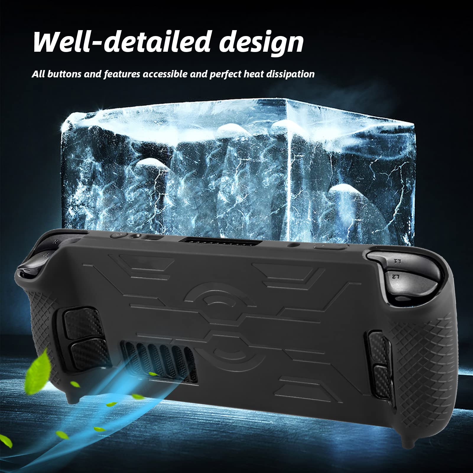 JINYI Protective Case for Steam Deck, TPU Cover Protector with Stand Base, Accessories Case with Shock-Absorption, Non-Slip & Anti-Scratch Design