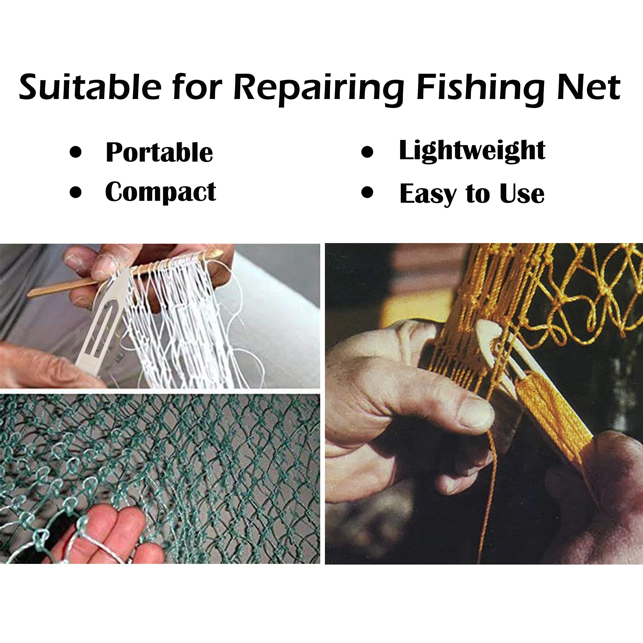 Easy Catch 7 PCS White Plastic Fishing Line Equipment Repair Netting Needle Shuttles-Size 3 4 5 6 7 8 9