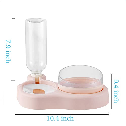 JiangYanus Raised Cat Bowls, 15° Tilted Puppy Cat Food and Water Bowl Set with Automatic Water Dispenser Bottle Cat Dish for Cat Small Medium Dogs (Blue)