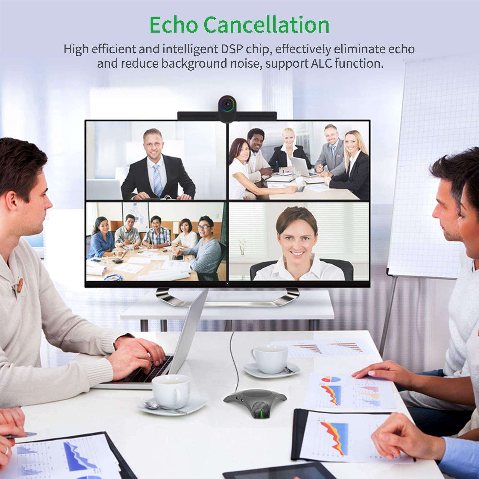 Geevorks USB Speakerphone Conference Microphone Omnidirectional Computer Mic 360° Voice Pickup with Mute Key for Skype/Video Conference/Online Course/Live Streaming/Gaming/Daily Chatting