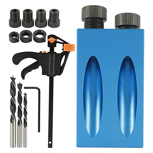 esidianzi 15pcs 15 Degree Pocket Hole Screw Jig Dowel Drill Joinery Kit Woodworking Oblique Guides Set Positioner Locator Tool for Carpenters Screw Drill(14 piece set)
