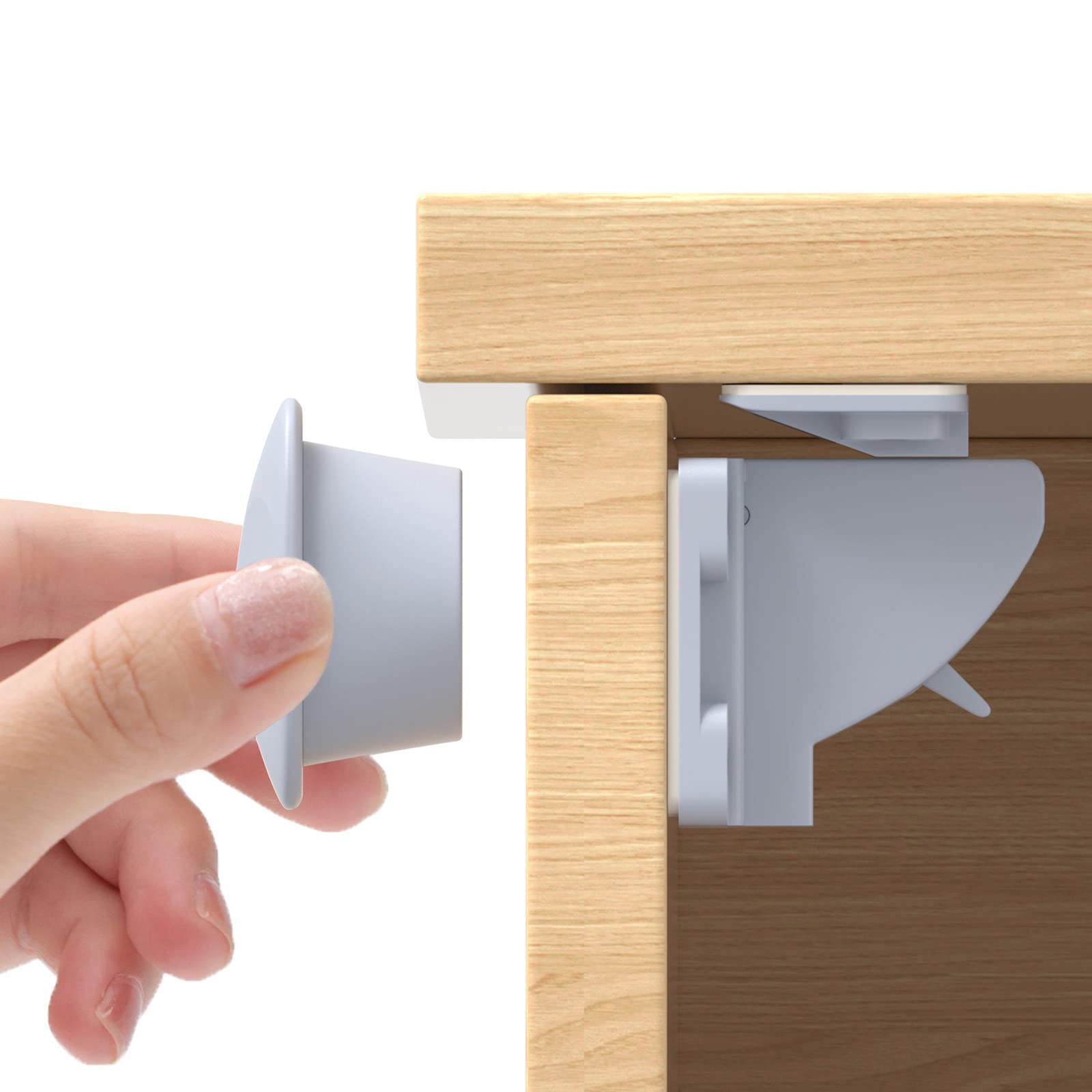 TYRY.HU Magnetic Cabinet Locks for Children Proofing;Invisible Child Safety Cupboard Lock Set for Cabinet and Drawer to Protect Baby Kids Home Safety (2 Locks and 1 Key)