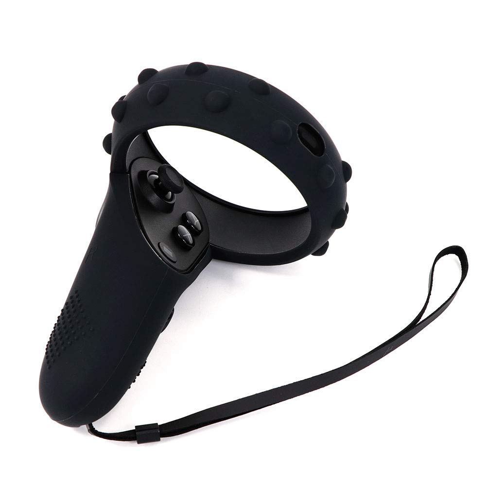 Esimen Controller Skin for Oculus Quest Rift S Premium GelPremium Gel Shell Silicone Grip Covers Protection Covers Featuring Low-Profile Friction Studs (Set of 2) (Black)
