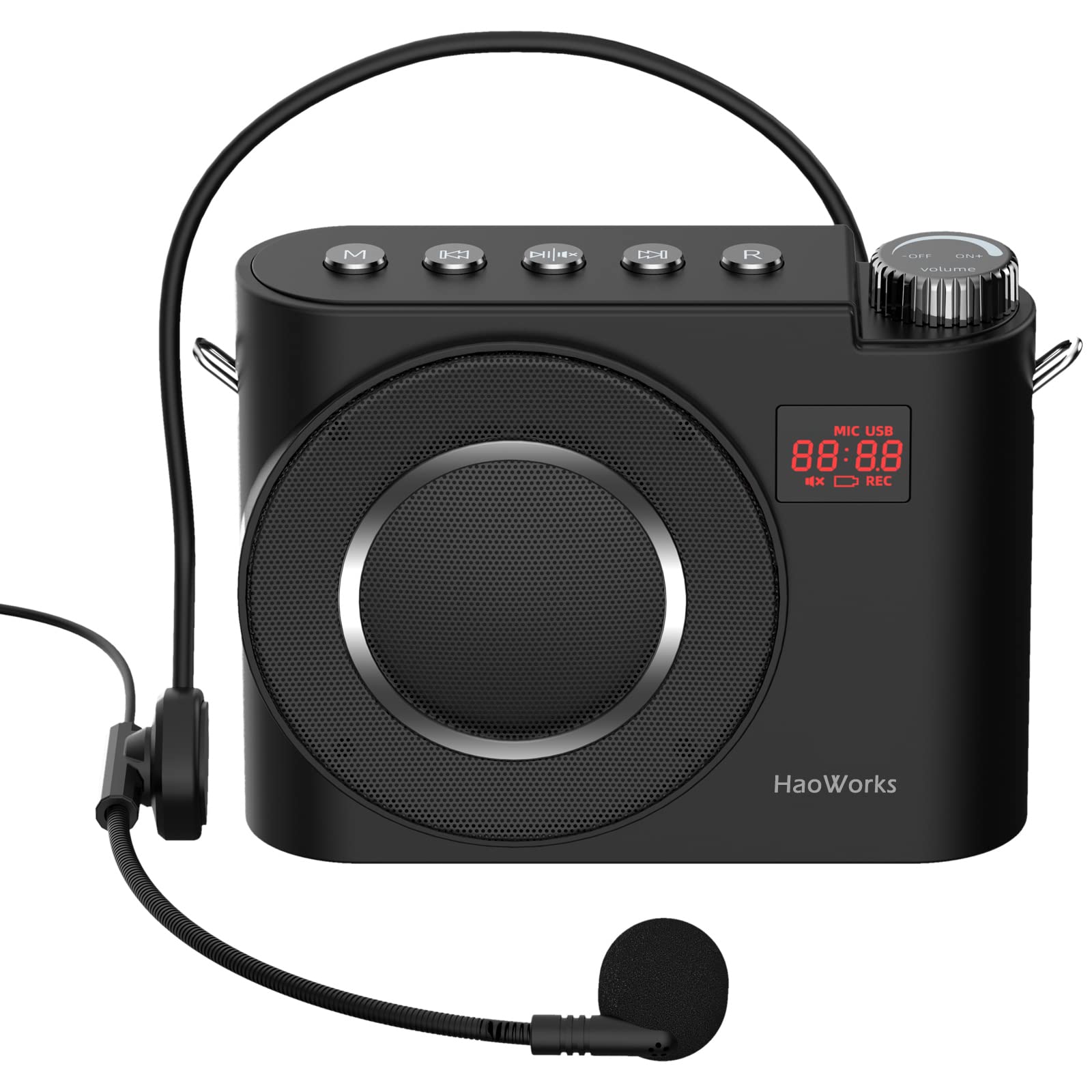 HaoWorks Voice Amplifier for Teachers - 20W Portable Voice Amplifier Wired Headset Mic and Speaker System, Personal Microphone for Classroom, Tour Guide, Instructor, Public Speaking