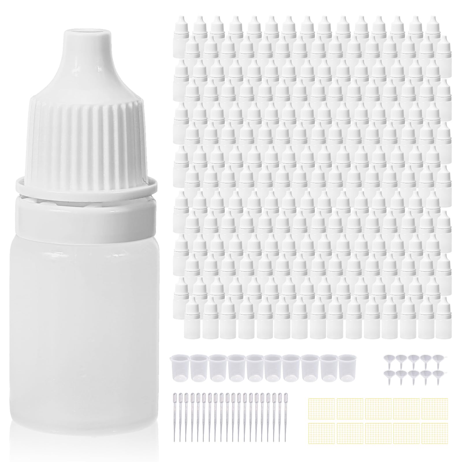 Olutacot 220 Pcs Dropper Bottles Eye Dropper Bottle Bulk Small Plastic Liquid Container Portable Squeezable Eye Liquid Dropper with Caps and Plug for Oil Eye Liquid Storage (5ml)
