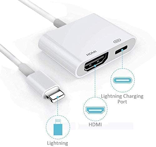 Lightning to HDMI Adapter [Apple MFi Certified] iPhone to HDMI Adapter 1080P Digital AV Adapter Sync Screen Converter with Lightning Charging Port for iPhone, iPad, iPod to TV/Projector/Monitor