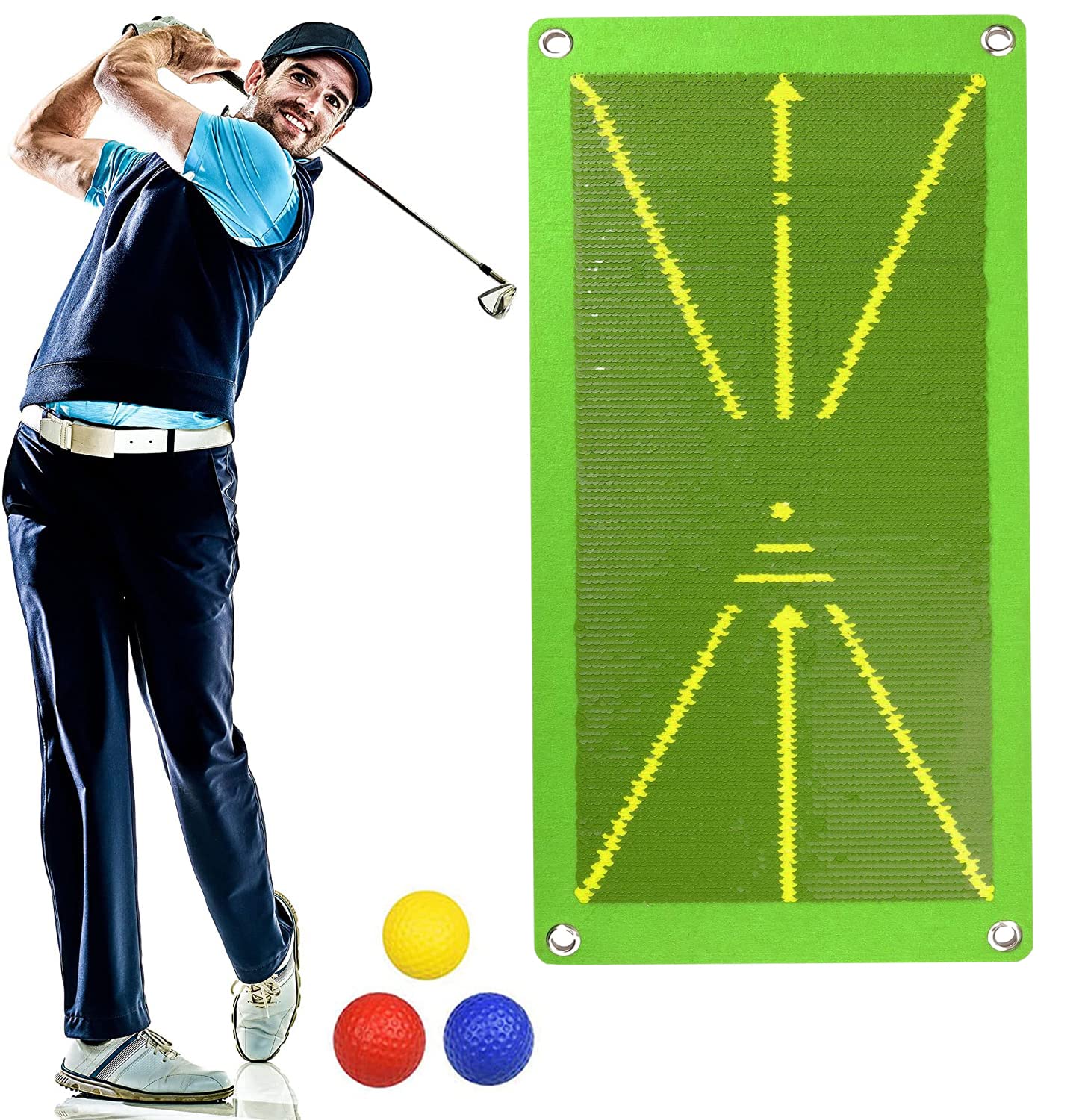 Golf Mat That Shows Swing Path, Perfect Practice Golf Hitting Mat, Analysis Swing Path and Correct Hitting Posture, Advanced Golf Training Mat, Golf Swing Mat Outdoor Indoor, Gifts for Men Women
