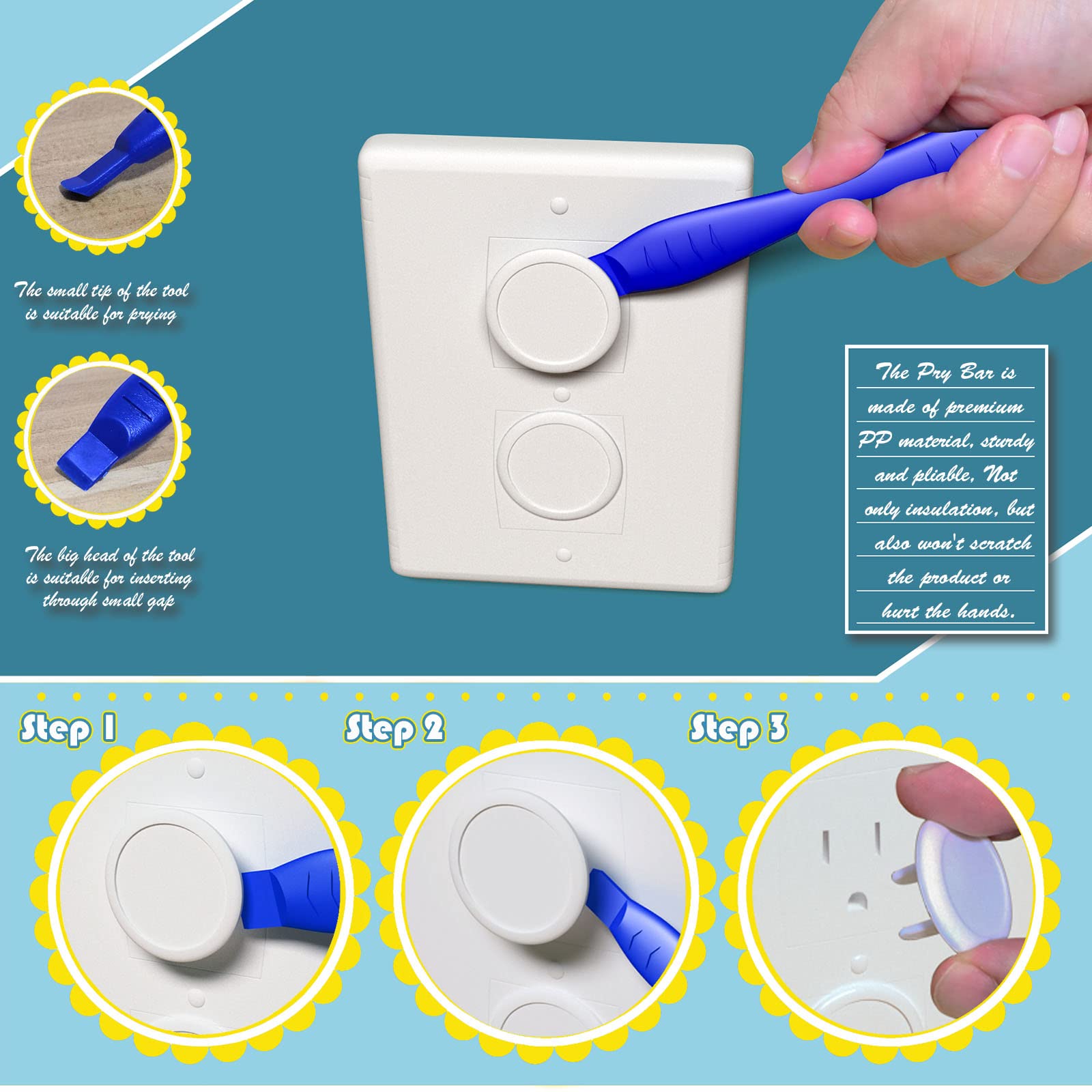 Miao'er Baby Proofing Kit, Baby Proof Outlet Covers-50 Pack, with 2 Pieces Plastic Stick for Easy Removal. Corner Protector Baby Proof-12 Pack, Effectively Protect Child from Sharp Corners (Round)