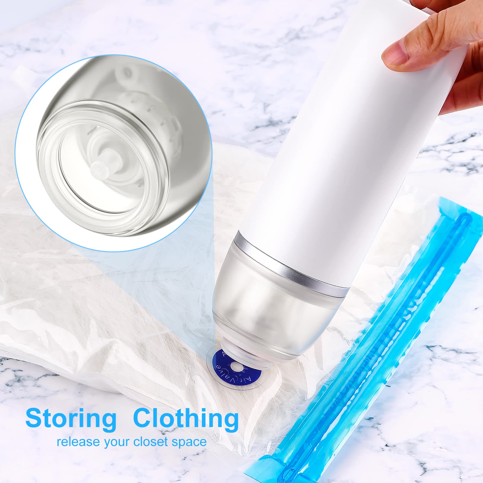 Handheld Vacuum Sealer, BlumWay Portable Cordless Food Vacuum Automatic Vacuum Air Sealing Machine Mini Vacuum Sealer for Sous Vide Bags Fresh & Save with 5 Reusable Zipper Vacuum Bags