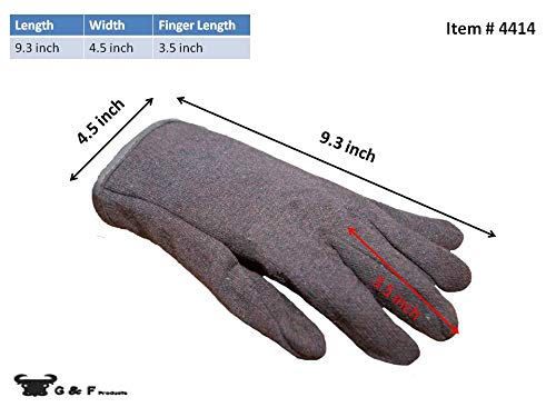 G & F 4414L-DZ Brown Jersey Winter Work Gloves with Red Fleece Lining, Large, 12-Pair