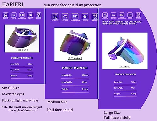 Hapifri UV Protection Face Shield, Unisex Facial Sun Visor for Men Women Outdoors Sports Driving, UPF 70+,100% UV400 Face Visor(Laboratory Test Certificate with Adjustable Headband Purple L…