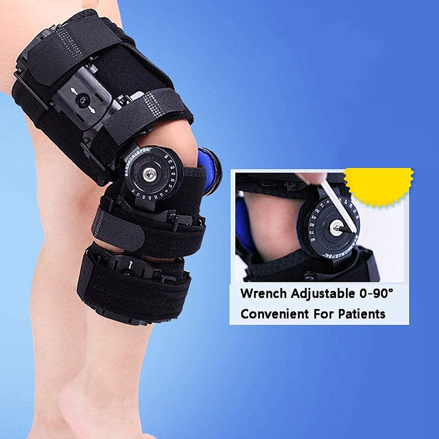 Hinged ROM Knee Brace Immobilizer for ACL, MCL and PCL Injury, Orthosis Stabilizer Protector for Right Leg and Left Leg