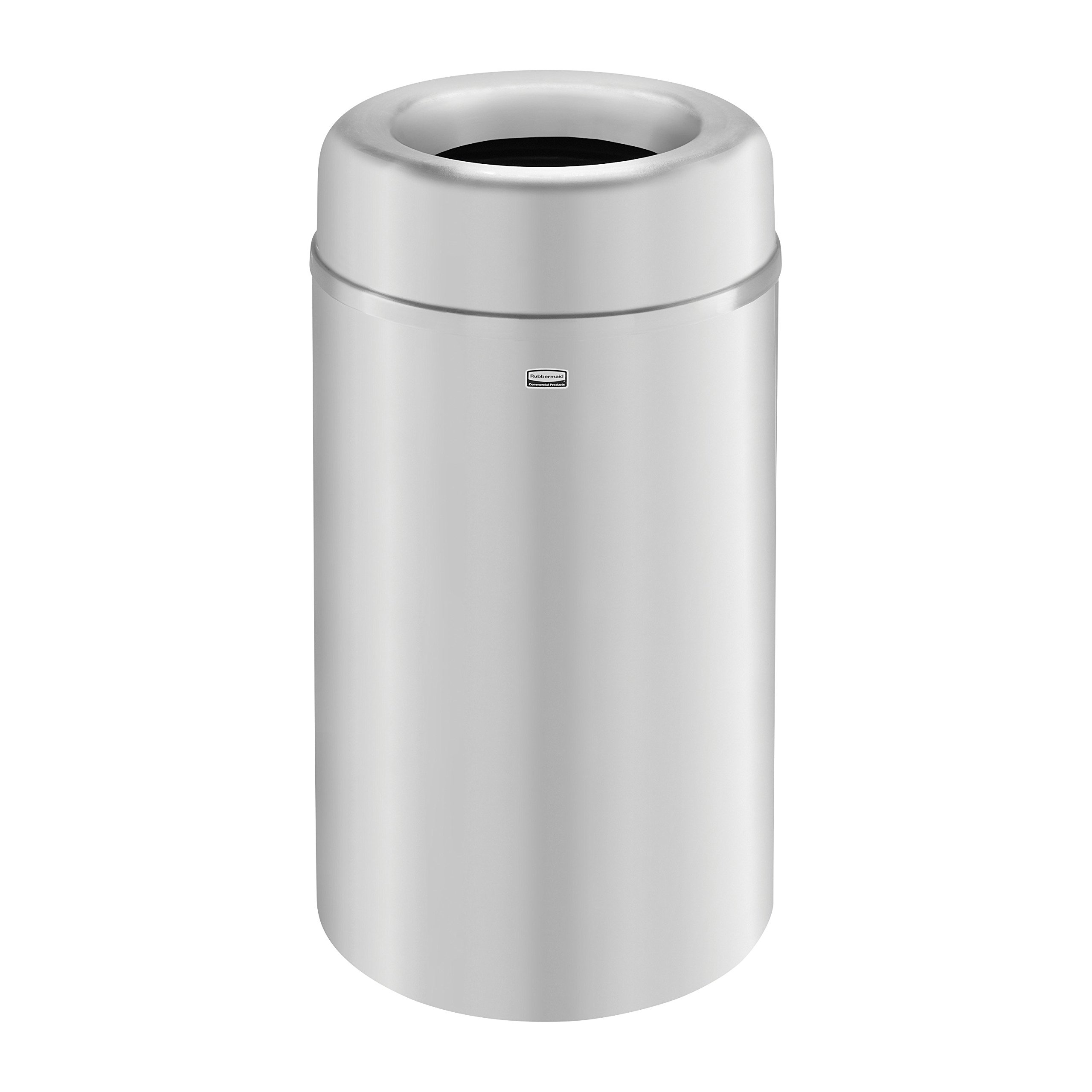 Rubbermaid Commercial Products Crowne Collection Open Top Trash Can, 30-Gallon, Aluminum, Indoor/Outdoor Waste Container for Mall/School/Office