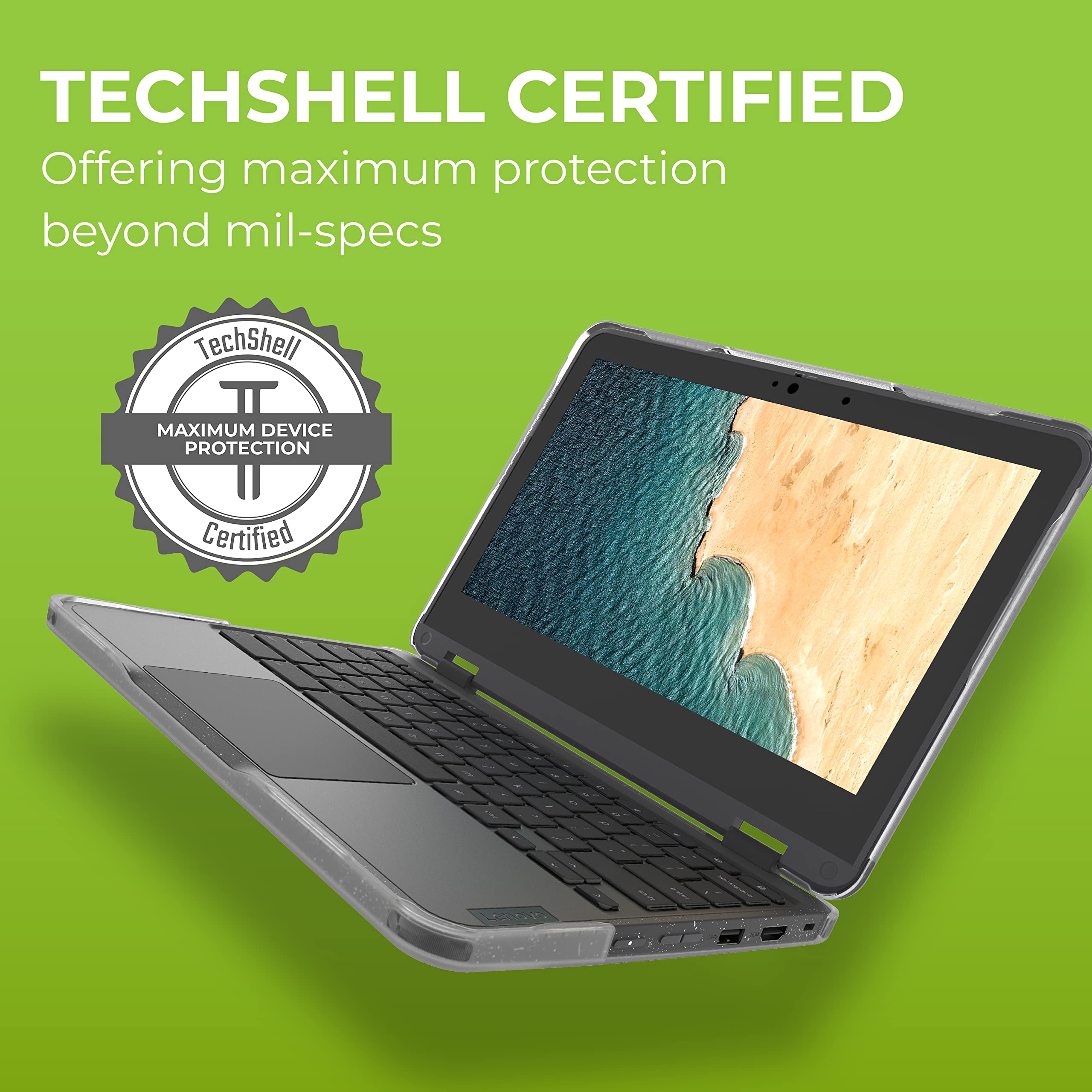 Gumdrop BumpTech Chromebook Protective Laptop Case Fits Lenovo 300e | 300w | 500e | 500w Gen 3 (2-in-1) Designed for Kids, K-12 Students, Teachers, and Classrooms β Scratch and Bump Protection β Black
