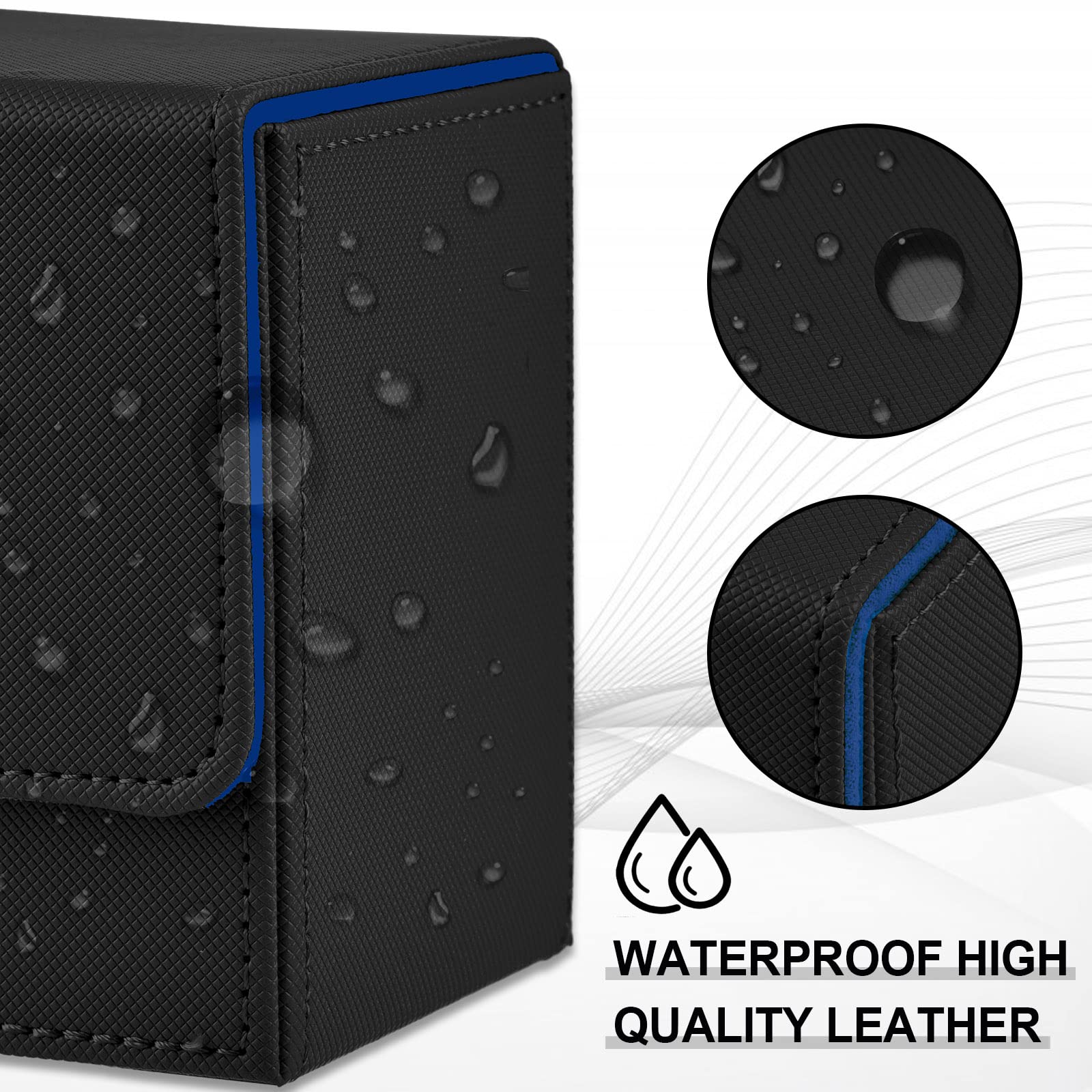 FCSELFLESS 2 Boxes Leather Card Deck Box with 2 Dividers Large Size Fit 100+ Plus (Black&White, Vertical)