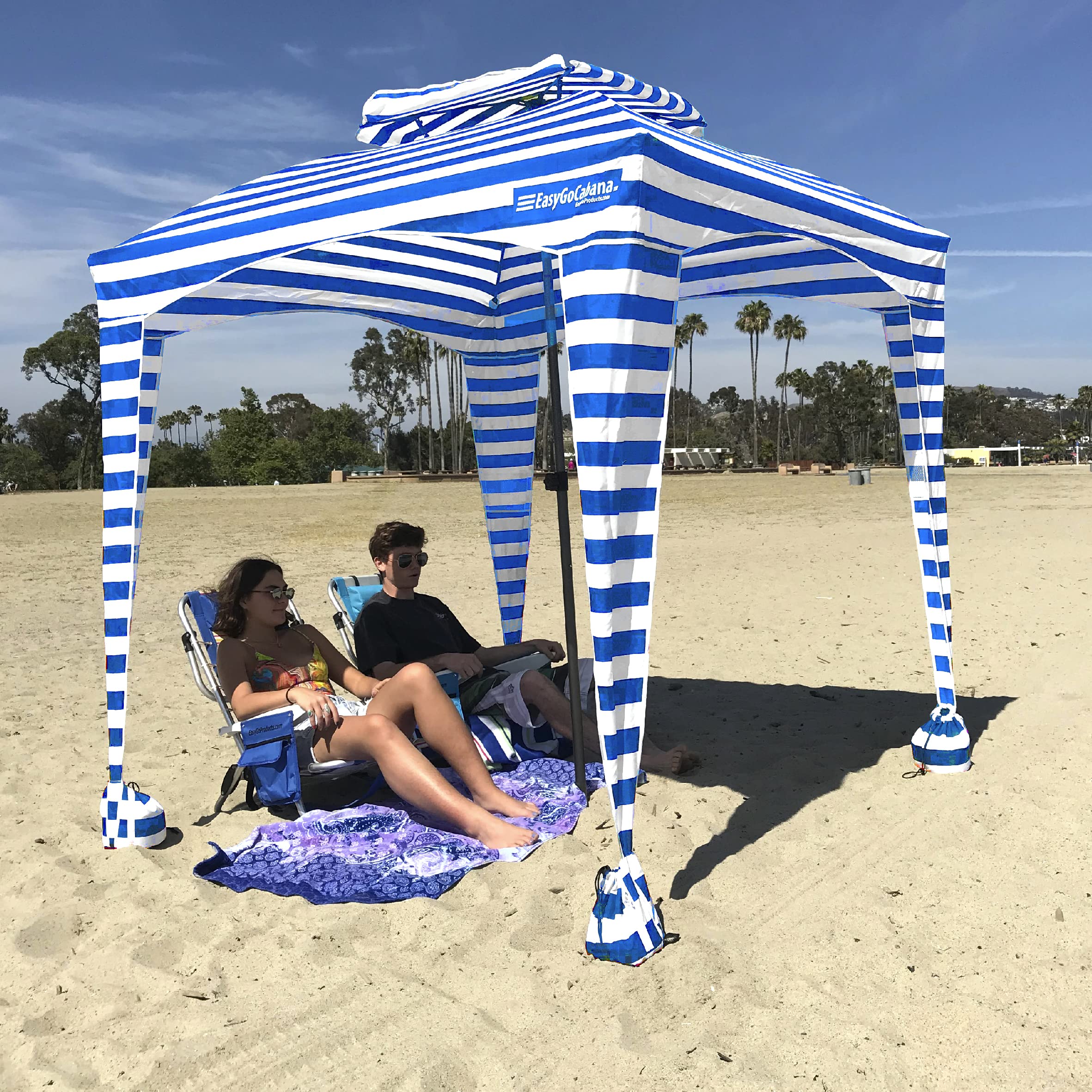 EasyGO Cabana 6' X 6' Beach & Sports Cabana Stays Cool & Comfortable - Easy Assembly - Large Shade Area-Elegant & Classy,Black,EGP-CBN-001-