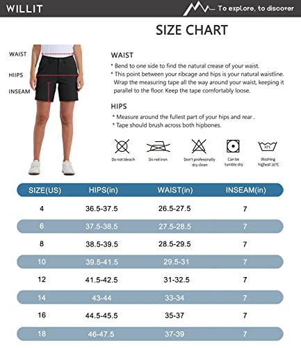 Willit Women's Golf Hiking Shorts 7" Quick Dry Athletic Shorts Casual Summer Shorts with Pockets Water Resistant Black 6