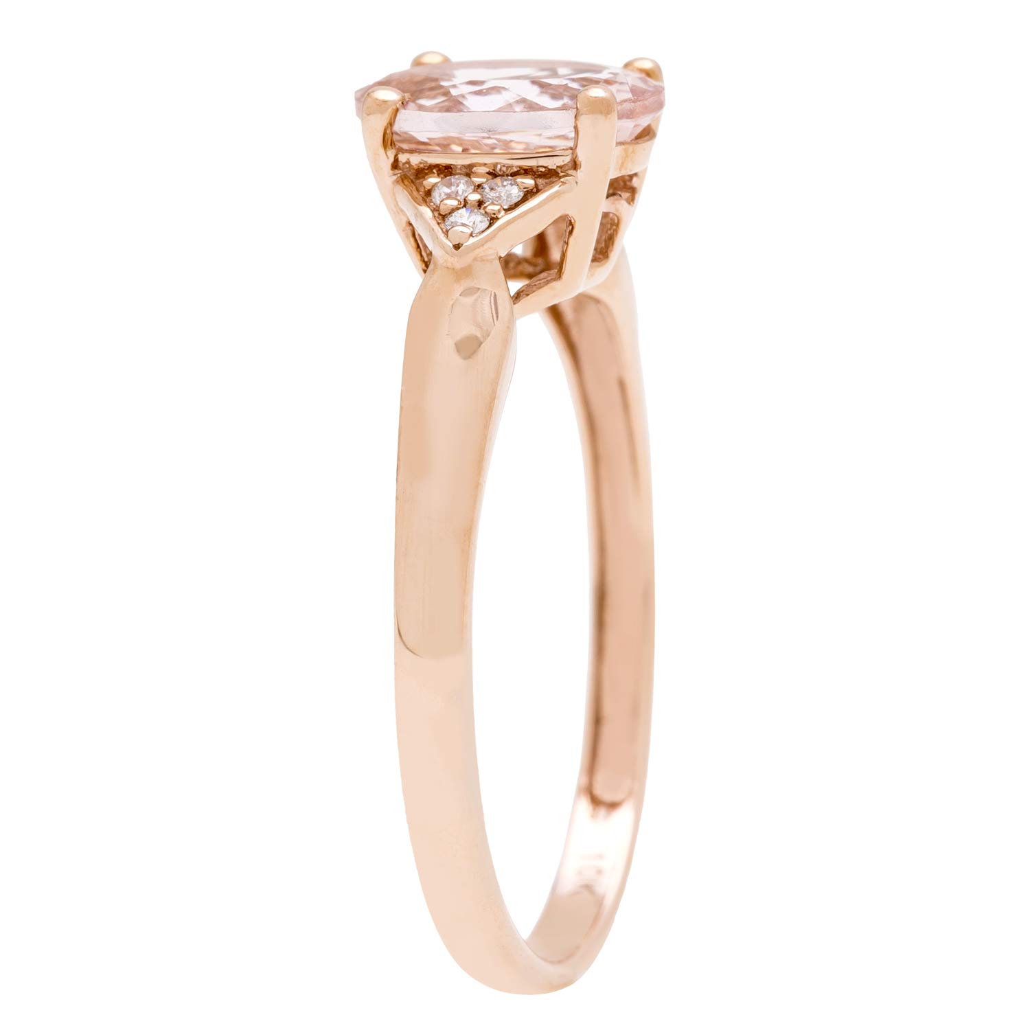 Gin & Grace 10K Rose Gold Genuine Morganite Diamond (I1,I2) (Size 7) Propose Promise Ring for Women