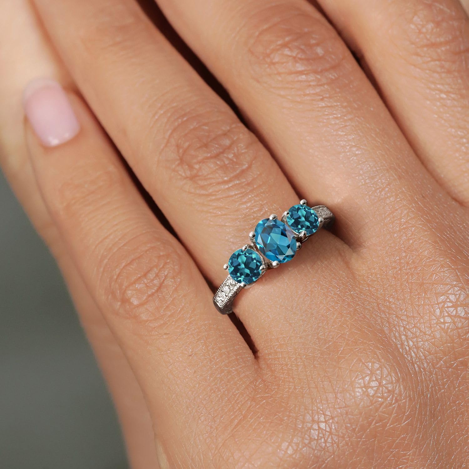 Gem Stone King 925 Sterling Silver London Blue Topaz Ring For Women (2.02 Cttw, Gemstone Birthstone, Available In Size 5, 6, 7, 8, 9)