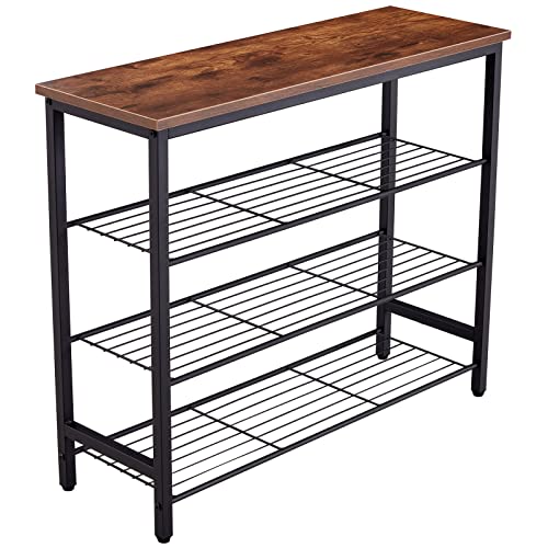 Wire Shelving Unit Metal Shelf Storage Shelves with 4 Tier Layer Rack Strong Rack Free Standing Display Storage Shelf Plant Flower Stand Low Organization Shelf Rack for Kitchen Living Room,4 Tier