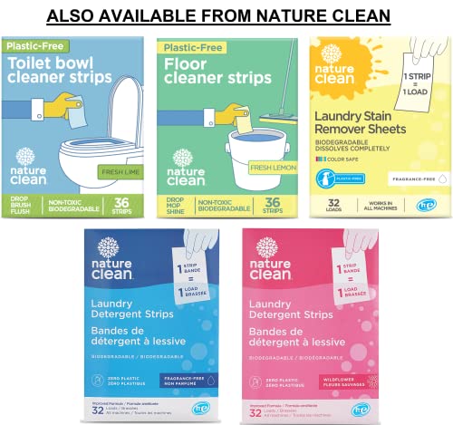 Nature Clean Natural Laundry Stain Remover Strips For Clothes 36 count, Non-Toxic Plastic-Free Packaging Unscented Eco-Friendly Biodegradable Septic Safe. Laundry Detergent Sheets Stain Remover for Fabric & Travel.