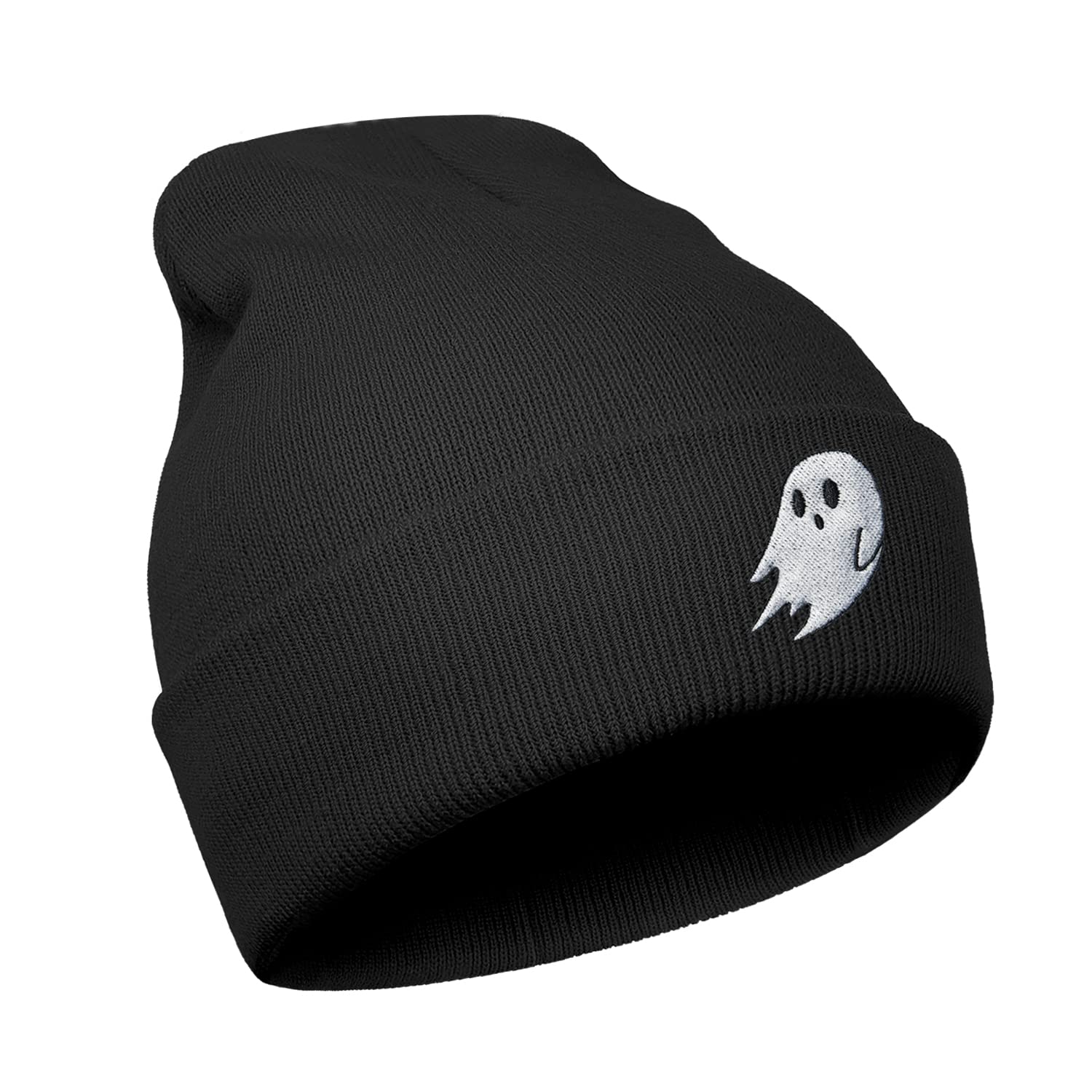 Halloween Skull Goth Knit Beanie Hats for Men Women Cool Emo Gothic Christmas Skeleton Gifts Presents (Acrylic, Black)