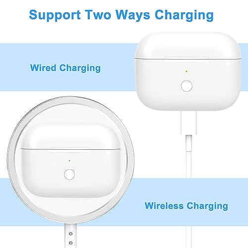 Wireless Charging Case Replacement Compatible with AirPods Pro, AirPods Pro Charger Case with Pairing Sync Button, no AirPods Pro, White