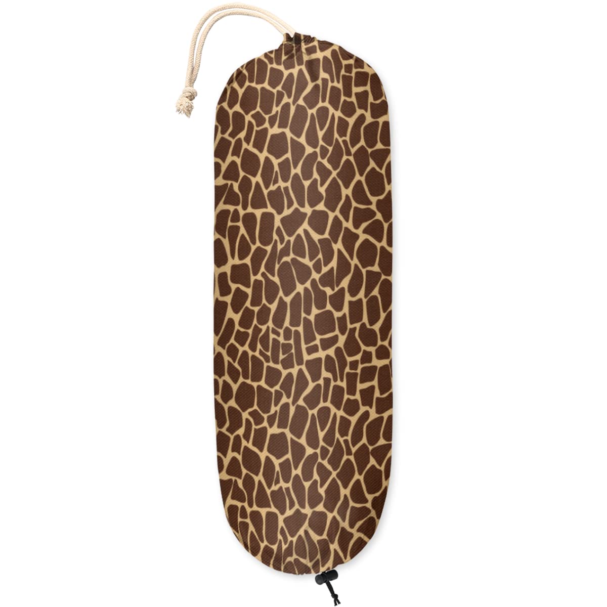 Giraffe Print Plastic Bag Holder Grocery Bag Holder Large Wall Mount Garbage Plastic Bag Organizer Drawstring Adjustment for Kitchen, 22x9" in