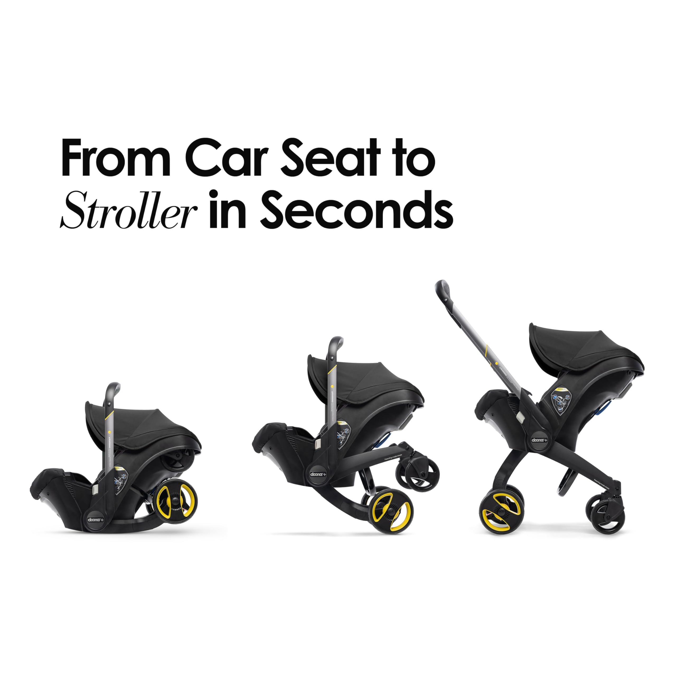 Doona Infant Car Seat, Latch Base and SensAlert Bundle - Rear Facing, Car Seat to Stroller in Seconds - Child Car Seat Alert Solution with App