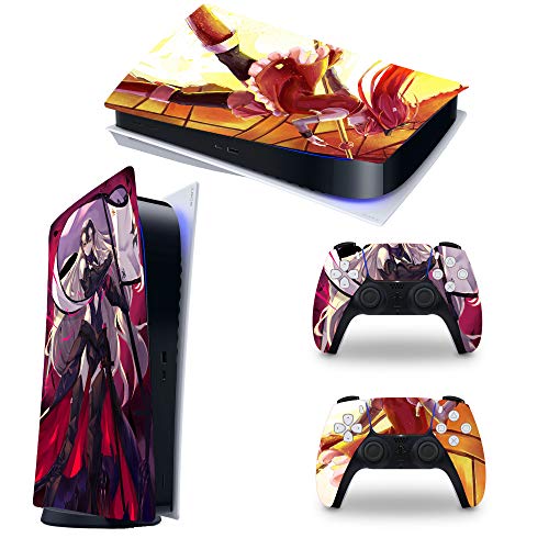 Fire Girl Battle - PS5 Digital Edition Skin Console and 2 Controller, Vinyl Decal Sticker Full Cover Protective
