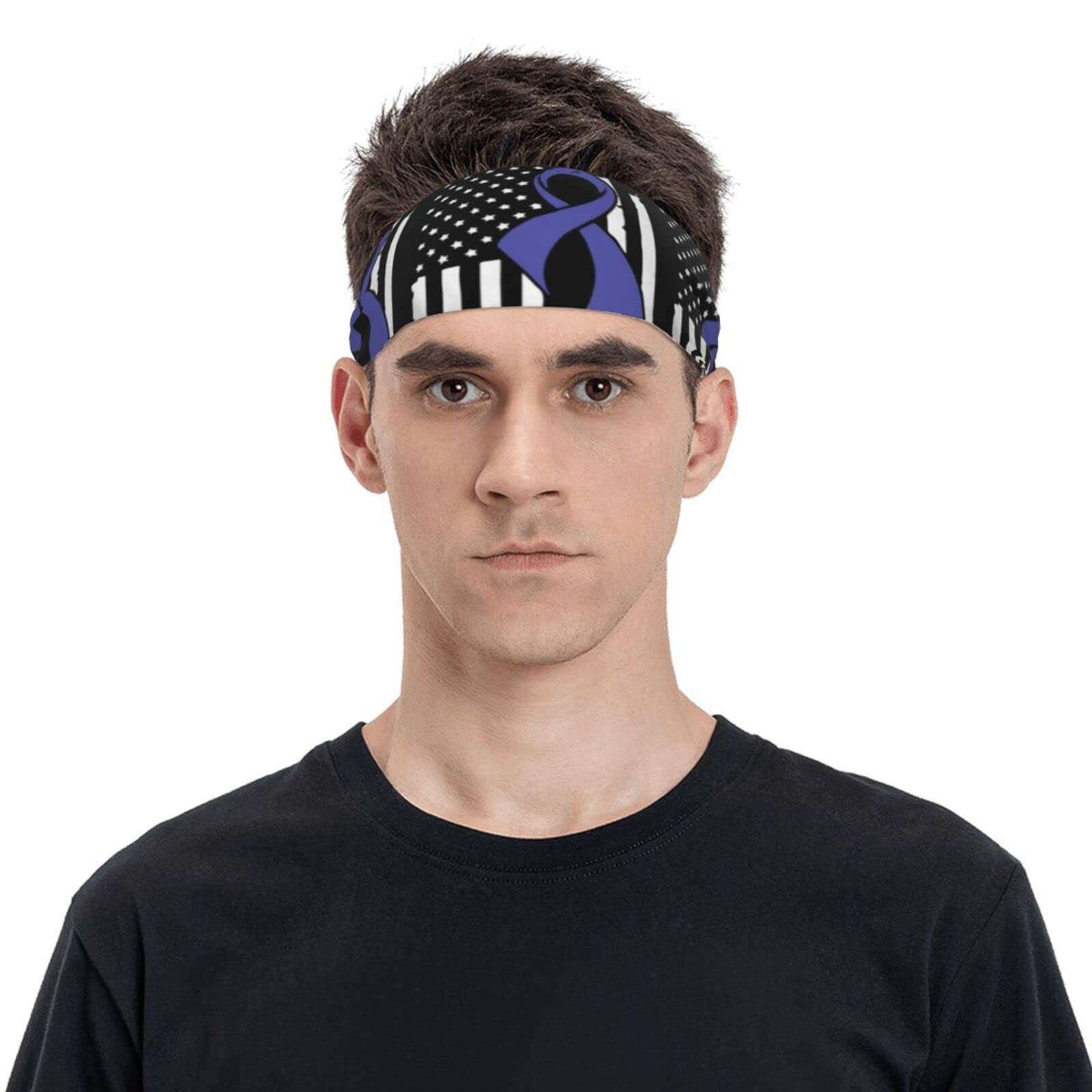 Fitness Headband Colon Cancer Awareness Flag Men Women Stretch Sweatbands