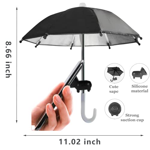 Phone Umbrella Suction Cup Stand,Phone for Sun Shad,Outdoor Anti-Glare Cell Cute Sunshade Holder,Car Navigation Shade Visor,Sun Hood Shield Block Glare (Black)