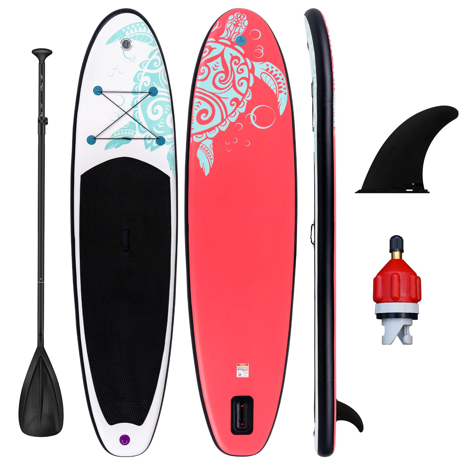 FunWater SUP Inflatable Stand Up Paddle Board Ultra-Light Inflatable Paddleboard with SUP Accessories, Fins, Adjustable Paddle, Pump, Backpack, Leash, Waterproof Phone Bag